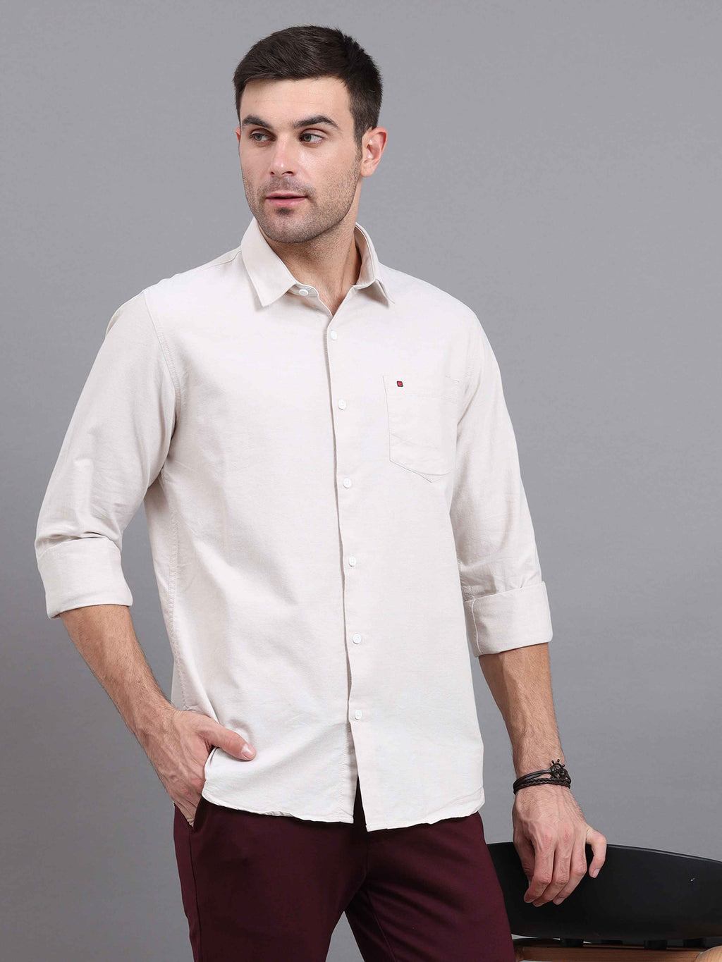 Buy Men's Pink Slim Fit Solid Full Sleeves Casual Shirts