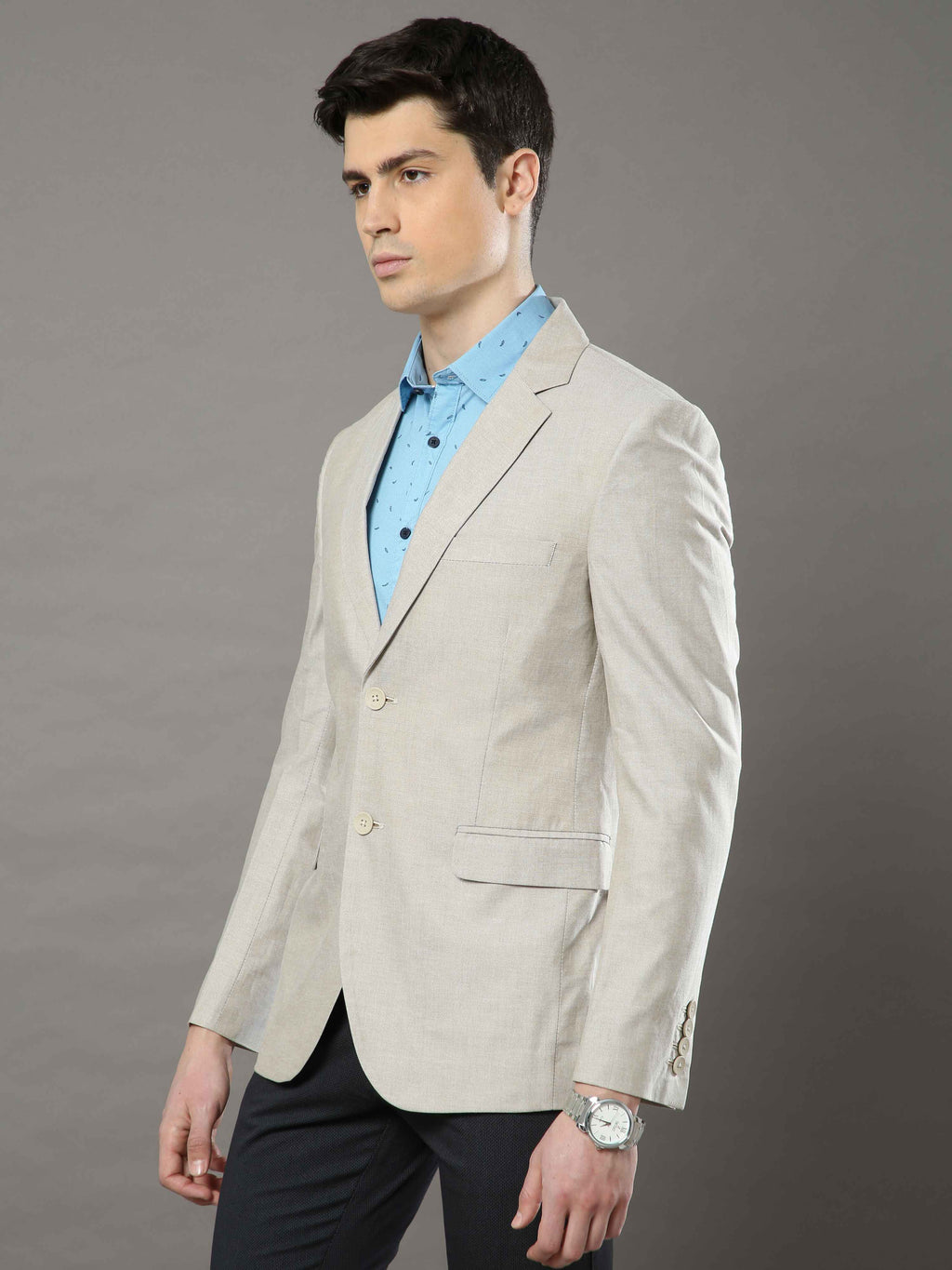Shop Cream Plain Blazer for Men Online - Cool Colors